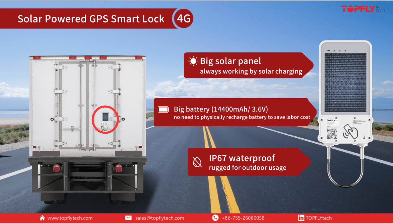 The Solar Powered GPS SolarGuardX 100 E-lock for Cargo - TOPFLYtech