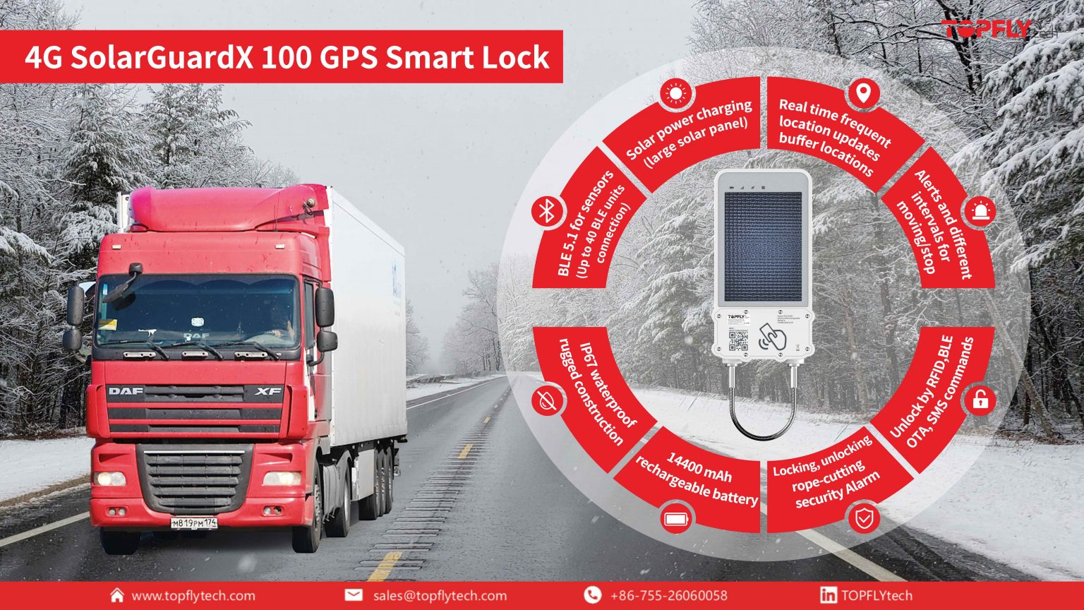 The Solar Powered GPS SolarGuardX 100 E-lock for Cargo - TOPFLYtech
